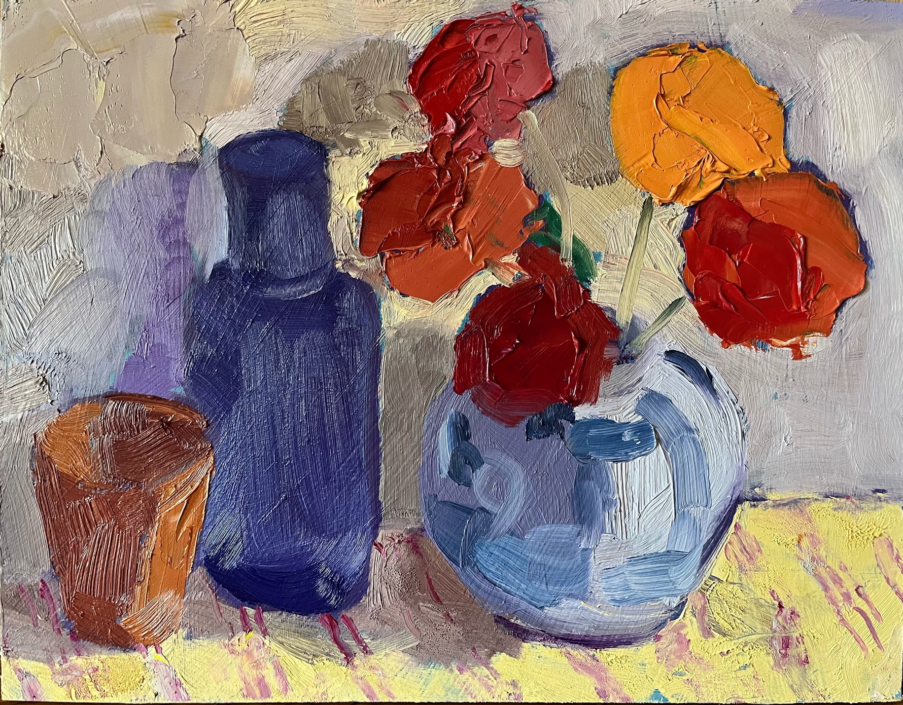 Line, shape colour 1. Dahlias and Blue Bottle - Art Draw Paint